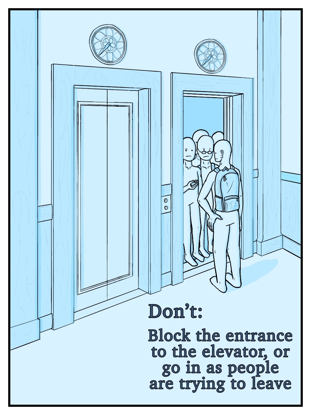 Elevator Etiquette: An Illustrated Guide – Bwog